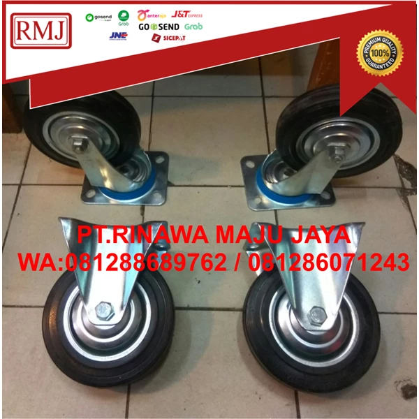 Jual Roda Troli - Roda Trolley karet 6 inch Model Putar / Lurus / dan ...