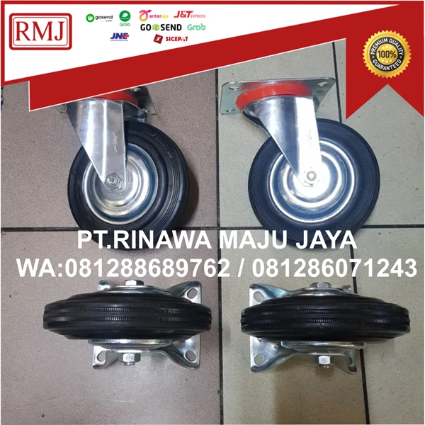 Jual Roda Troli - Roda Trolley karet 6 inch Model Putar / Lurus / dan ...