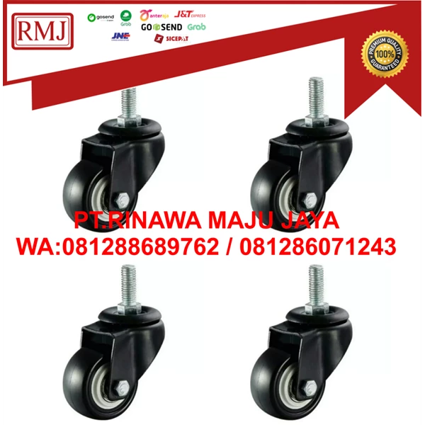 Jual Roda Troli - Roda PU Black 2 Inch Drat (Rem / hidup / mati ...